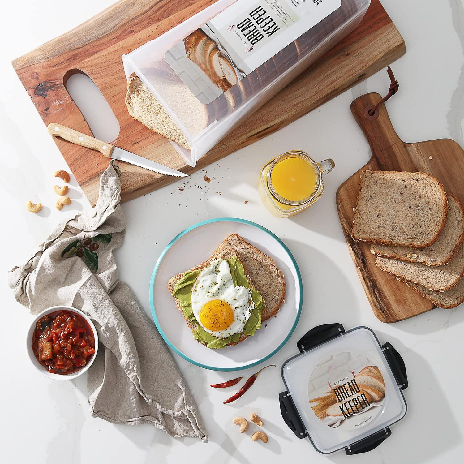 Prep & Savour Bread Container [Pack Of 2] Plastic Bread Box | Bread ...